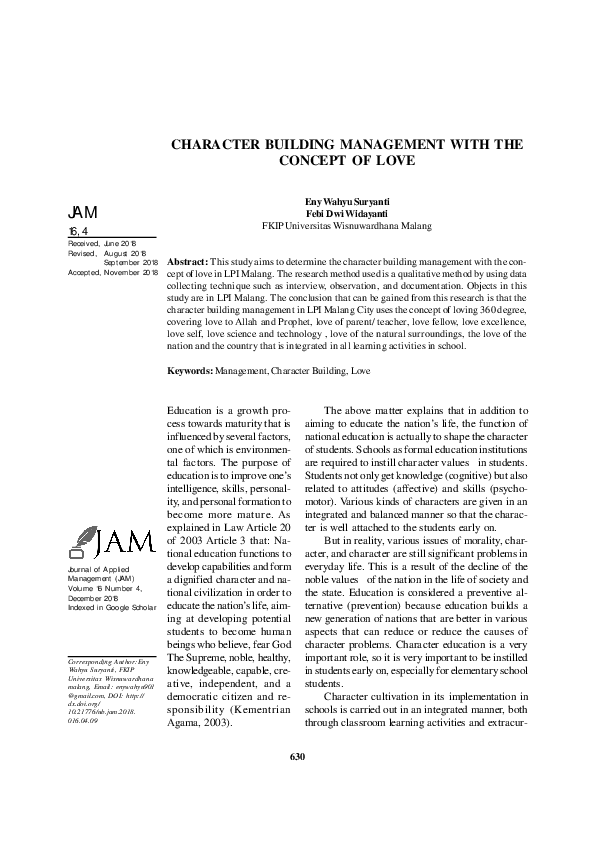 (PDF) Character Building Management with the Concept of Love | Febi ...