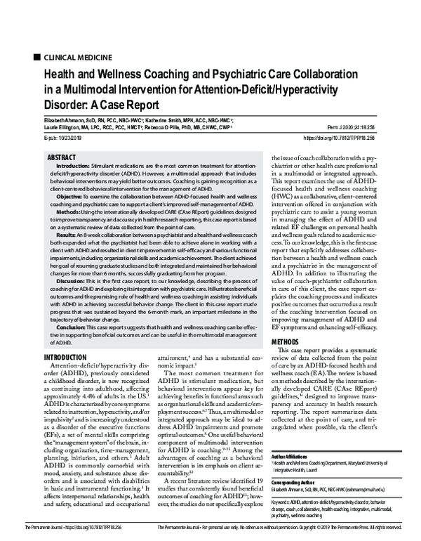 (PDF) Health and Wellness Coaching and Psychiatric Care Collaboration ...
