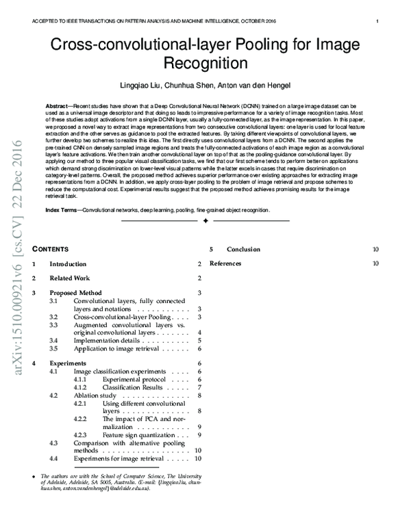 Pdf Cross Convolutional Layer Pooling For Image Recognition 1597