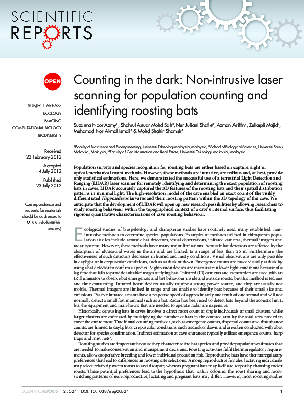 (PDF) Counting in the dark: Non-intrusive laser scanning for population ...