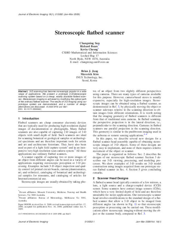 (PDF) Stereoscopic flatbed scanner