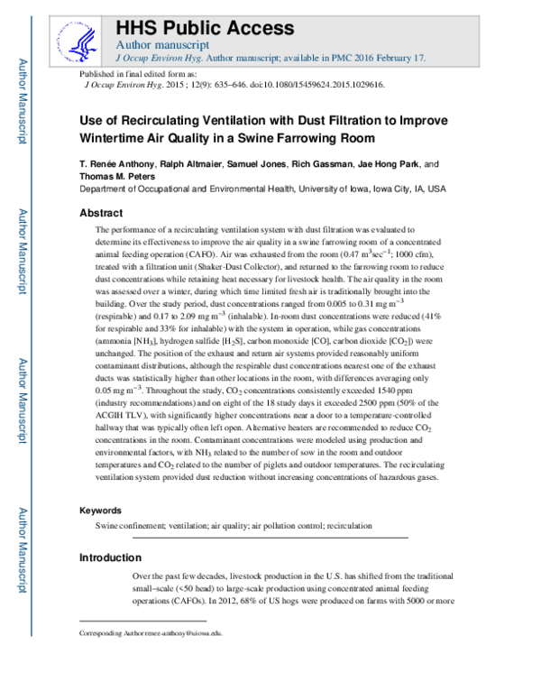 (PDF) Use of Recirculating Ventilation With Dust Filtration to Improve ...