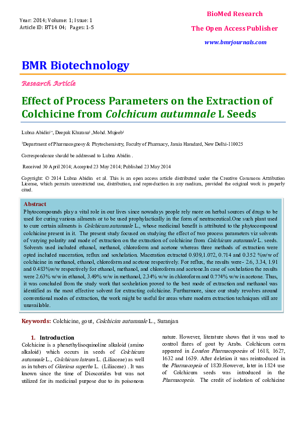 (PDF) BMR Biotechnology-Effect of Process Parameters on the Extraction ...
