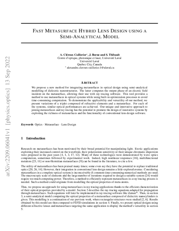 (PDF) Fast metasurface hybrid lens design using a semi-analytical model ...