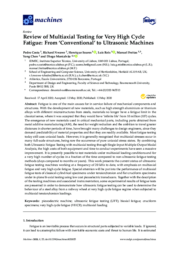 (PDF) Review of Multiaxial Testing for Very High Cycle Fatigue: From ...