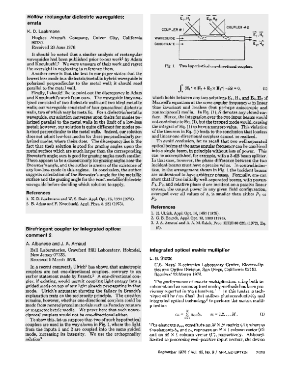 (PDF) Integrated optical matrix multiplier