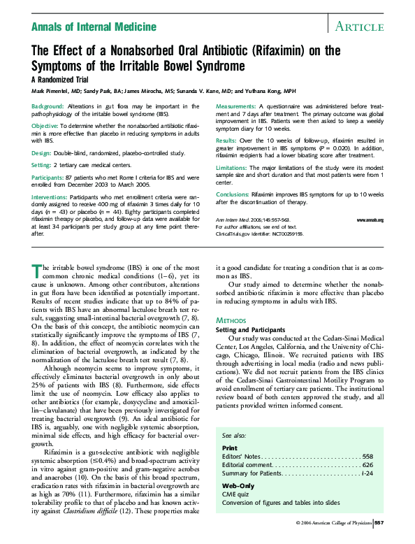 (PDF) The Effect of a Nonabsorbed Oral Antibiotic (Rifaximin) on the ...