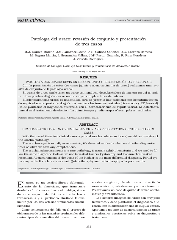 (PDF) Patología del uraco: revisión de conjunto y presentación de tres ...
