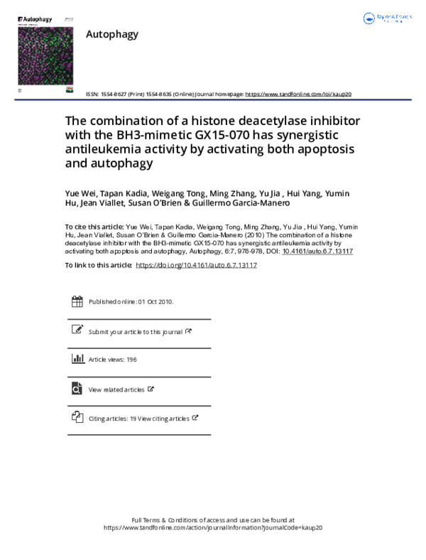 (PDF) The combination of a histone deacetylase inhibitor with the BH3 ...