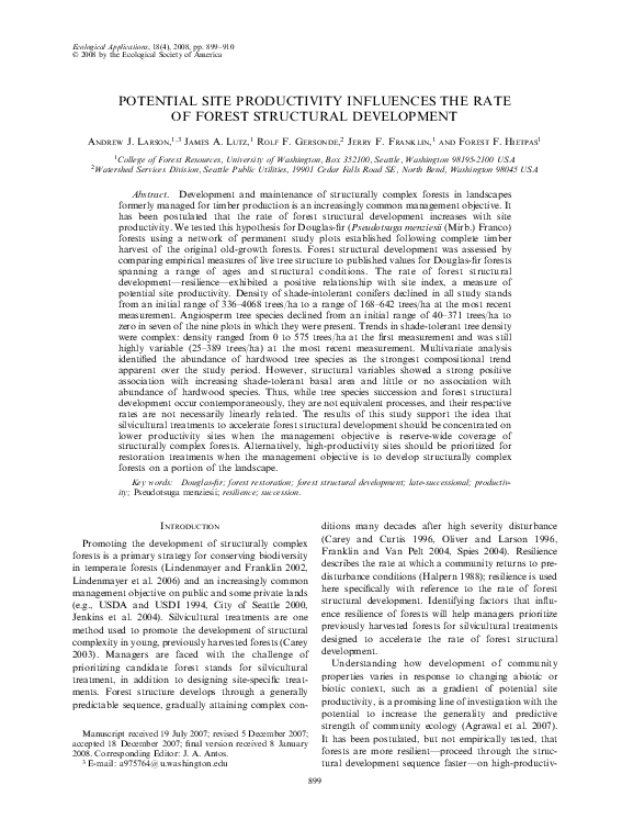 (PDF) Potential Site Productivity Influences the Rate of Forest ...