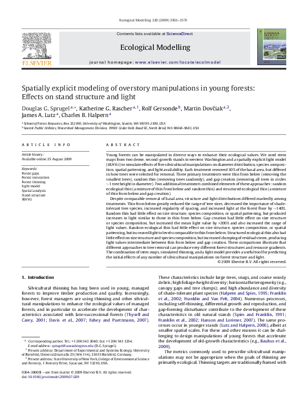 (PDF) Spatially explicit modeling of overstory manipulations in young forests: Effects on stand ...