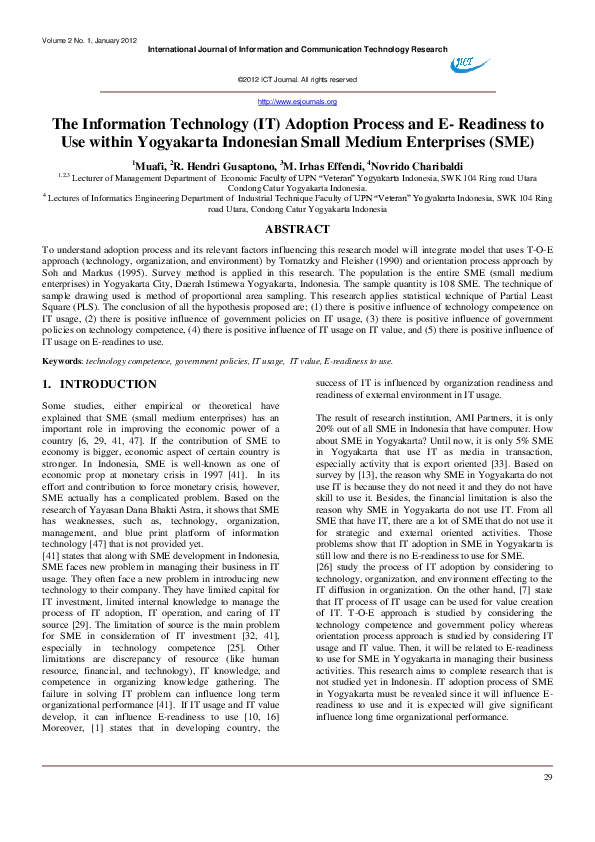 (PDF) The Information Technology (IT) Adoption Process and E- Readiness ...