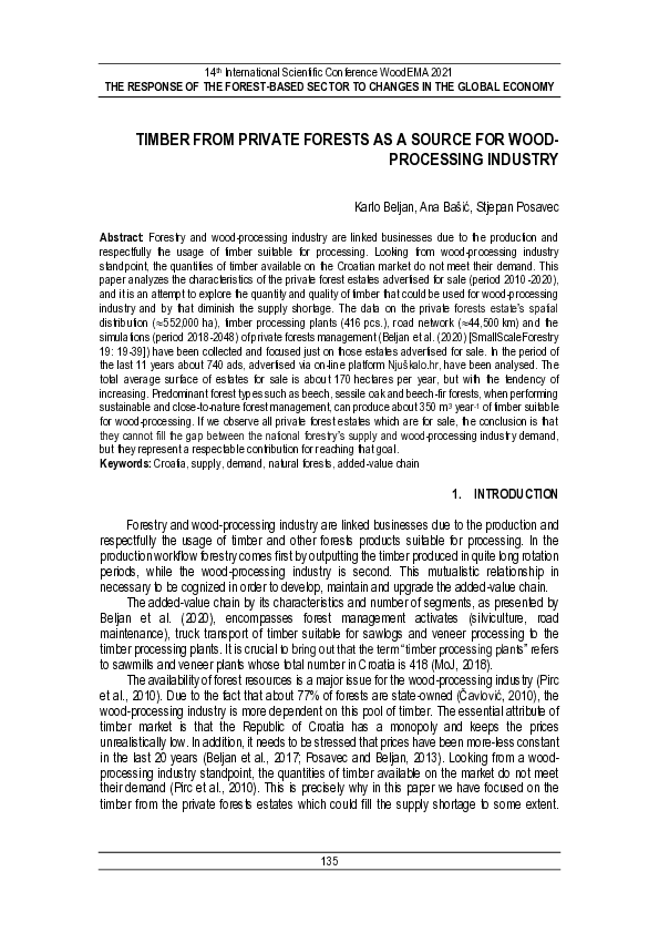 (PDF) Timber from Private Forests as a Source for Wood- Processing Industry