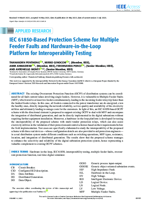(PDF) IEC 61850-Based Protection Scheme for Multiple Feeder Faults and Hardware-in-the-Loop ...