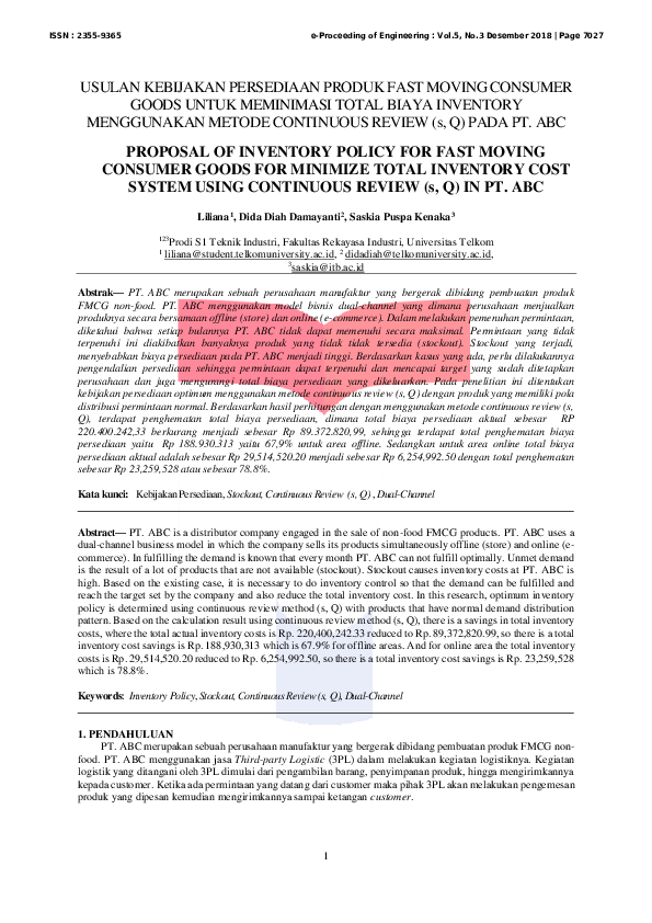 (PDF) Usulan Kebijakan Persediaan Produk Fast Moving Consumer Goods ...