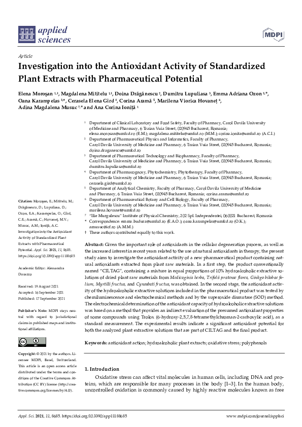 (PDF) Investigation into the Antioxidant Activity of Standardized Plant ...