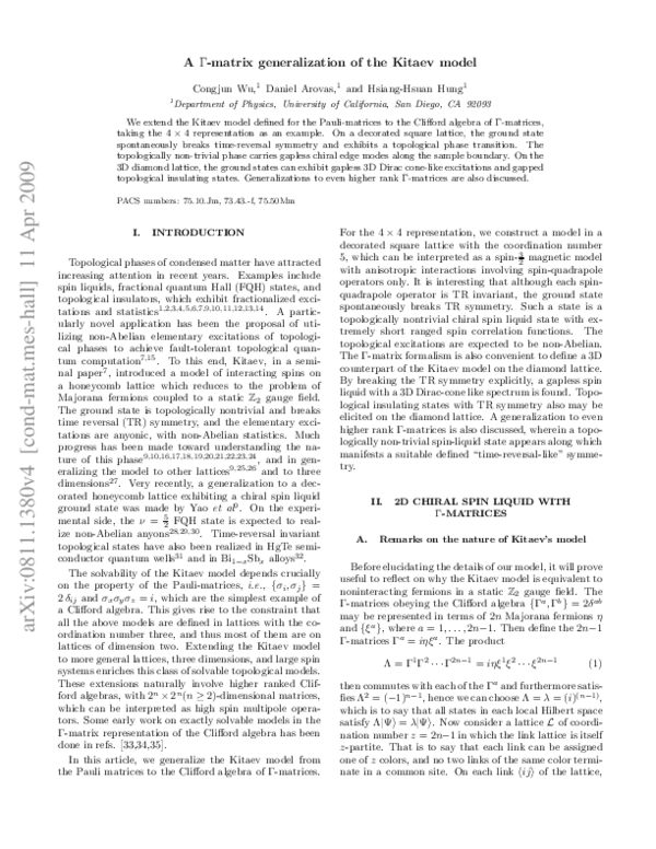 (PDF) Γ-matrix generalization of the Kitaev model