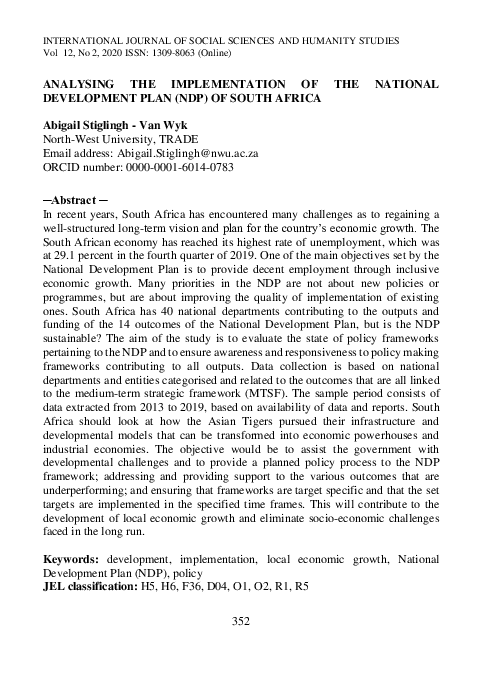 (PDF) Analysing the Implementation of the National Development Plan ...