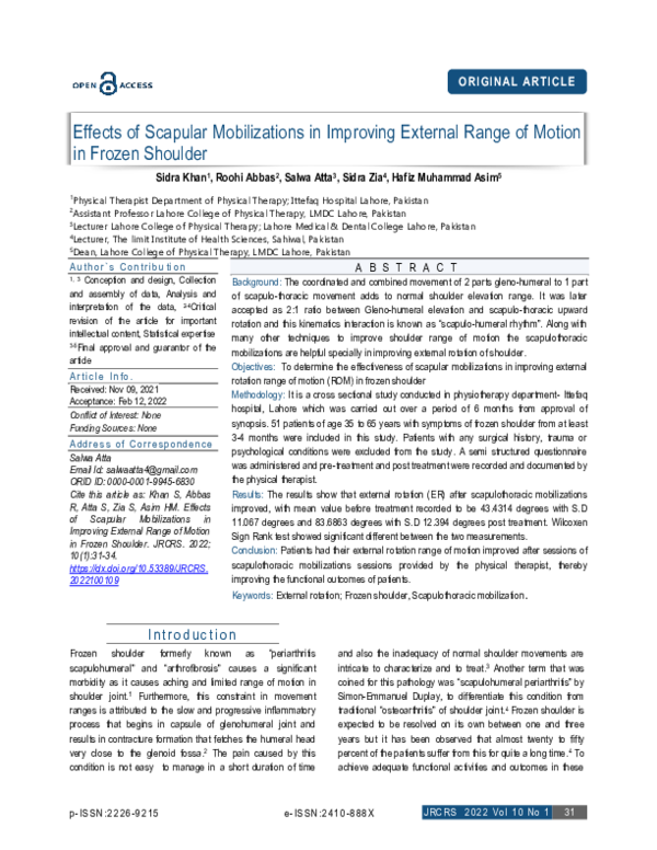 (PDF) Effects of scapular mobilizations in improving external range of ...