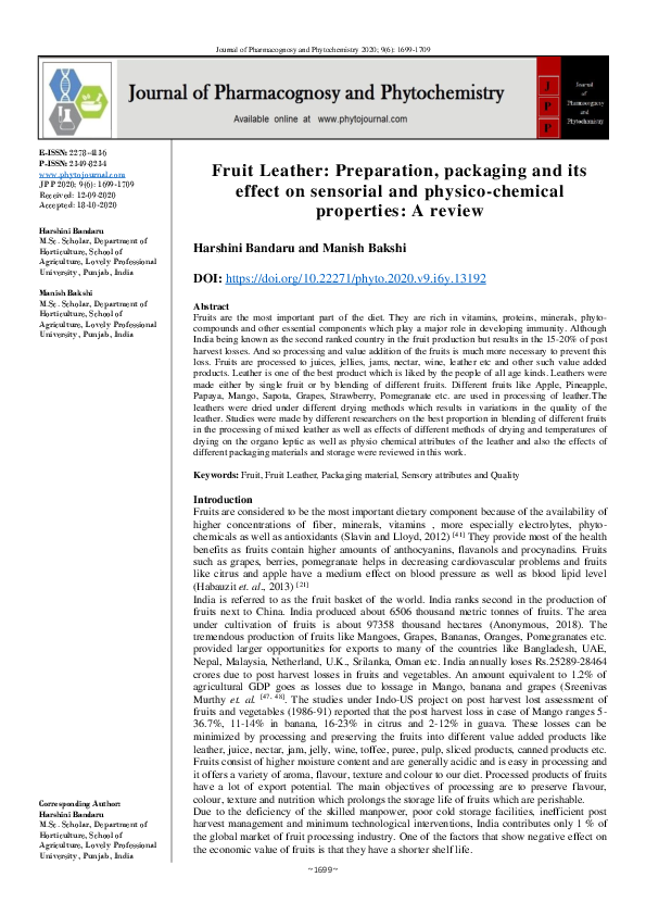 (PDF) Fruit Leather: Preparation, packaging and its effect on sensorial ...