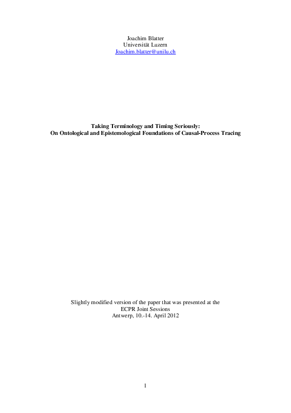 (PDF) Taking Terminology and Timing Seriously: On Ontological and Epistemological Foundations of ...