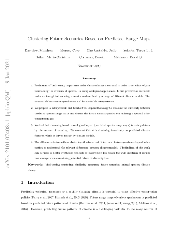 (PDF) Clustering future scenarios based on predicted range maps