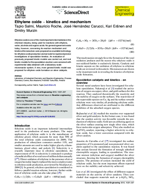 (PDF) Ethylene oxide – kinetics and mechanism