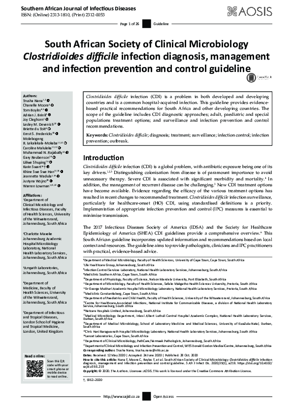 (PDF) South African Society of Clinical Microbiology Clostridioides ...