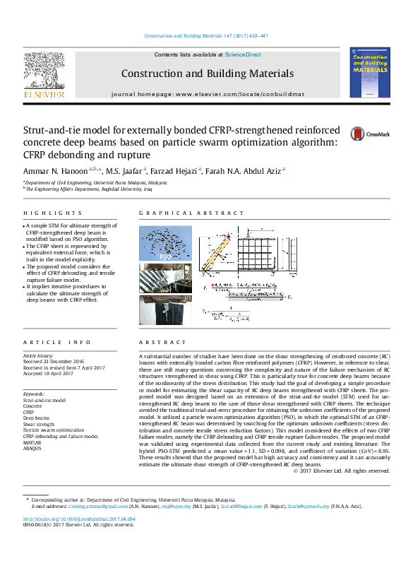 (PDF) Strut-and-tie model for externally bonded CFRP-strengthened ...