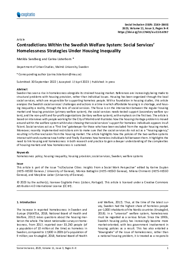 (PDF) Contradictions Within the Swedish Welfare System: Social Services ...