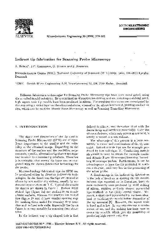 Pdf Indirect Tip Fabrication For Scanning Probe Microscopy