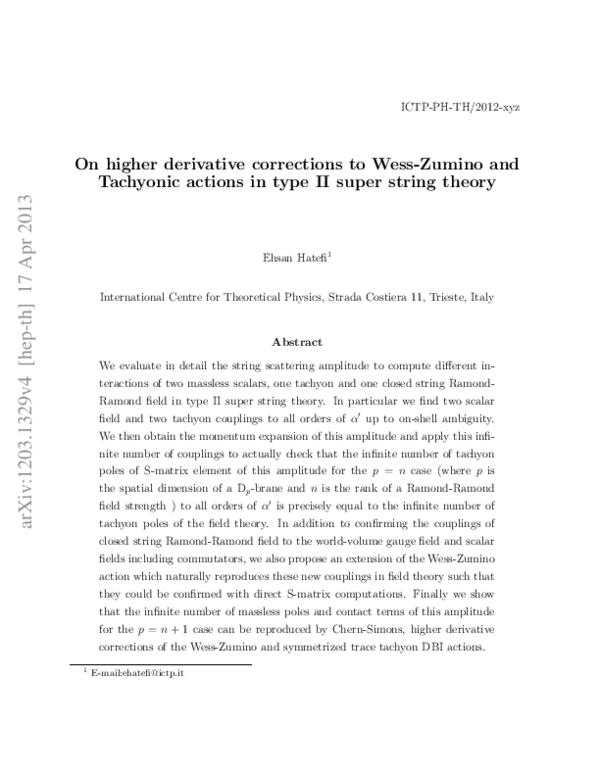 (PDF) Tachyonic actions in type II super string theory