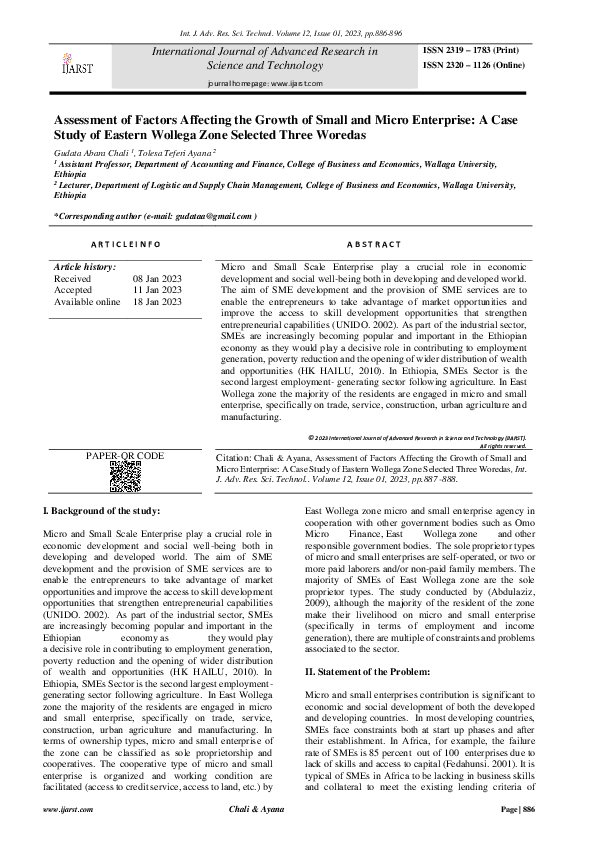 (PDF) Assessment of Factors Affecting the Growth of Small and Micro ...