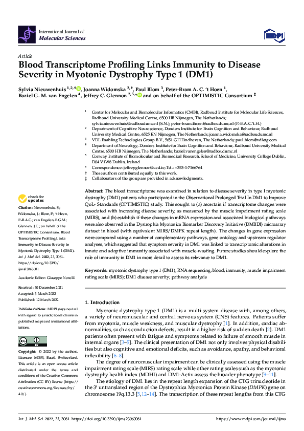 (PDF) Blood Transcriptome Profiling Links Immunity to Disease Severity ...