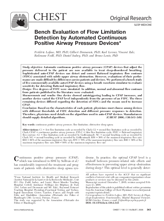 (PDF) Bench Evaluation of Flow Limitation Detection by Automated ...