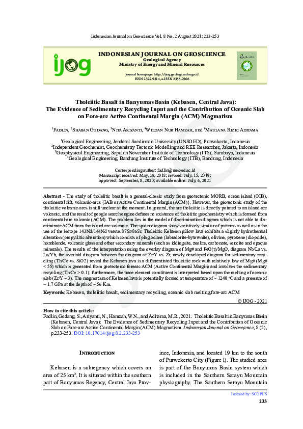 (PDF) Tholeiitic Basalt in Banyumas Basin (Kebasen, Central Java): The ...