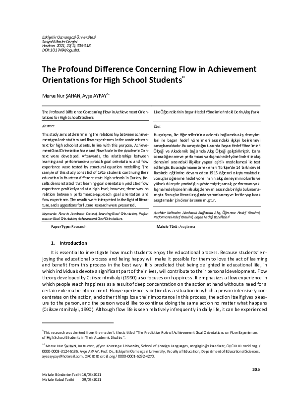 (PDF) The Profound Difference Concerning Flow in Achievement ...