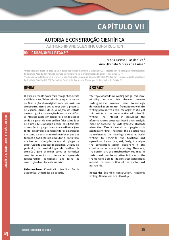 (PDF) Capítulo de Livro - Autoria e construção científica