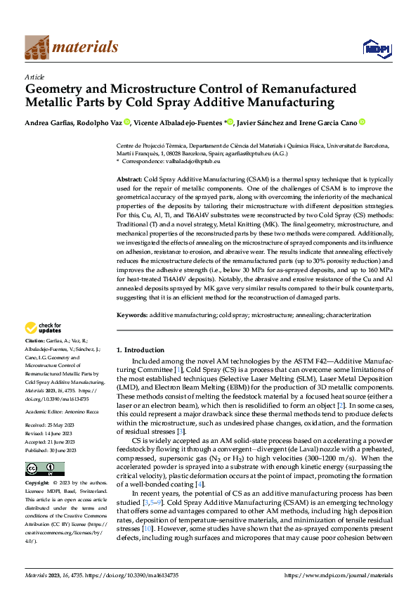 (PDF) Geometry and Microstructure Control of Remanufactured Metallic ...
