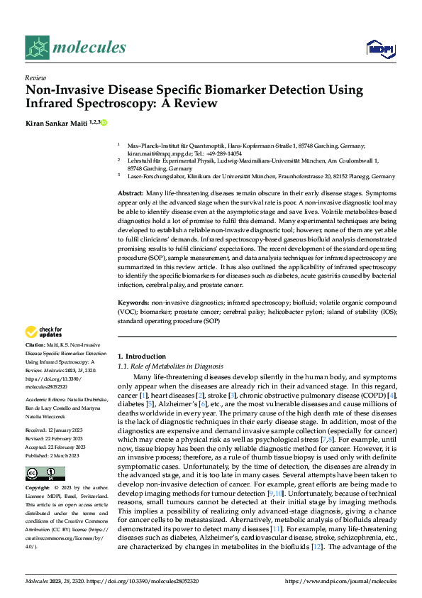 (PDF) Non-Invasive Disease Specific Biomarker Detection Using Infrared Spectroscopy: A Review