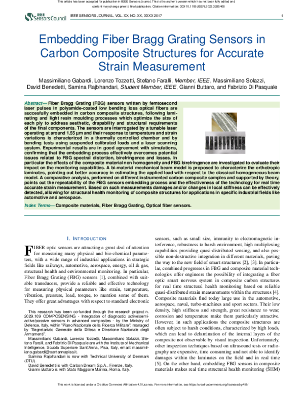 Pdf Embedding Fiber Bragg Grating Sensors In Carbon Composite