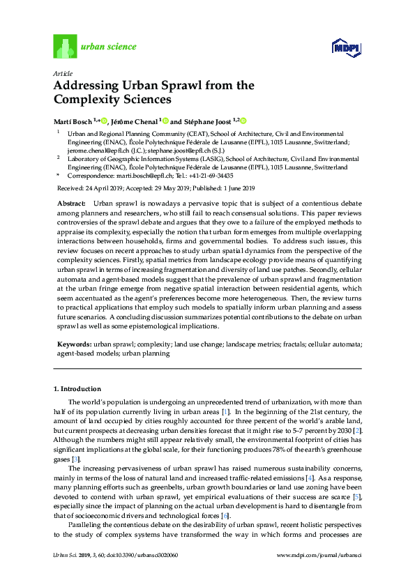 (PDF) Addressing Urban Sprawl from the Complexity Sciences