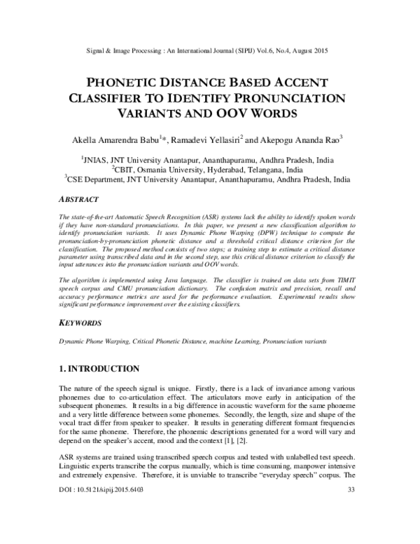 (PDF) Phonetic Distance Based Accent Classifier to Identify ...
