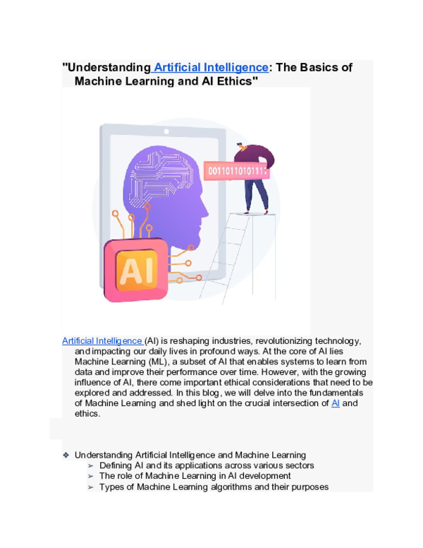 (DOC) Understanding Artificial Intelligence The Basics of Machine Learning and AI Ethics