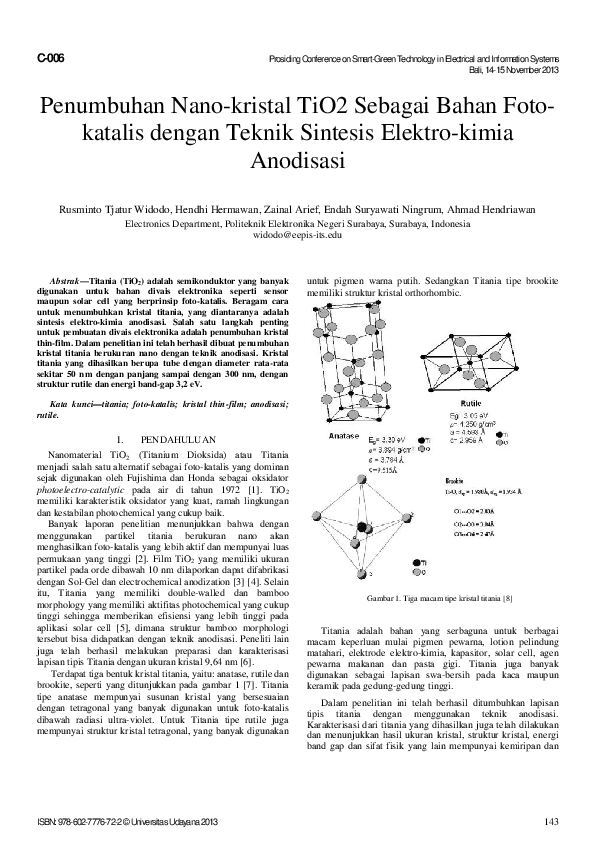 (PDF) Penumbuhan Nano-kristal TiO2 Sebagai Bahan Fotokatalis dengan ...