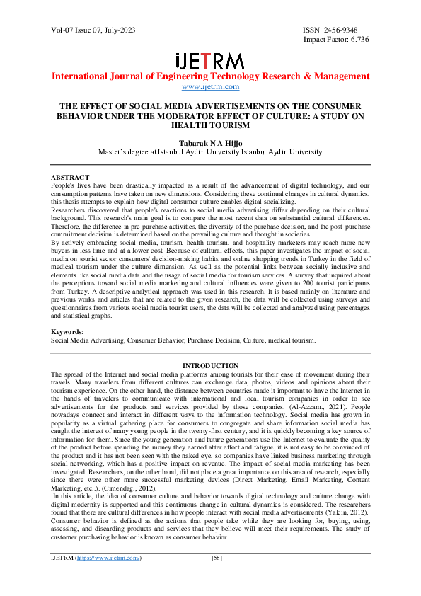 (PDF) THE EFFECT OF SOCIAL MEDIA ADVERTISEMENTS ON THE CONSUMER ...