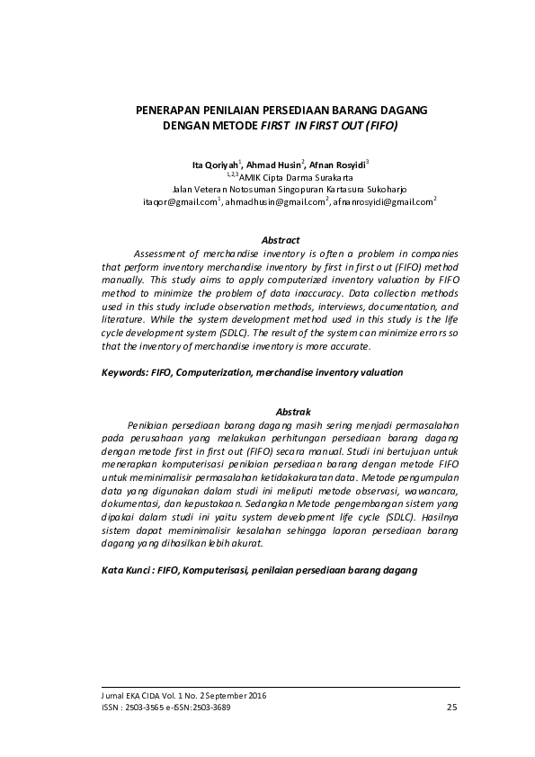 (PDF) Penerapan Penilaian Persediaan Barang Dagang Dengan Metode First ...