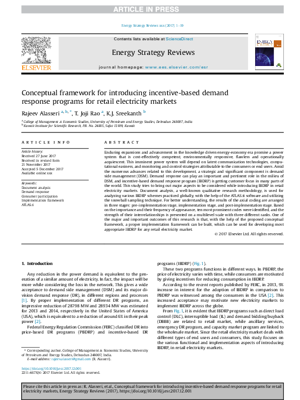 (PDF) Conceptual framework for introducing incentive-based demand response programs for retail ...