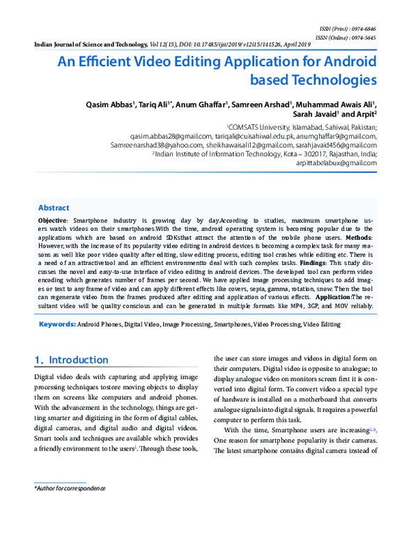 (PDF) An Efficient Video Editing Application for Android based Technologies