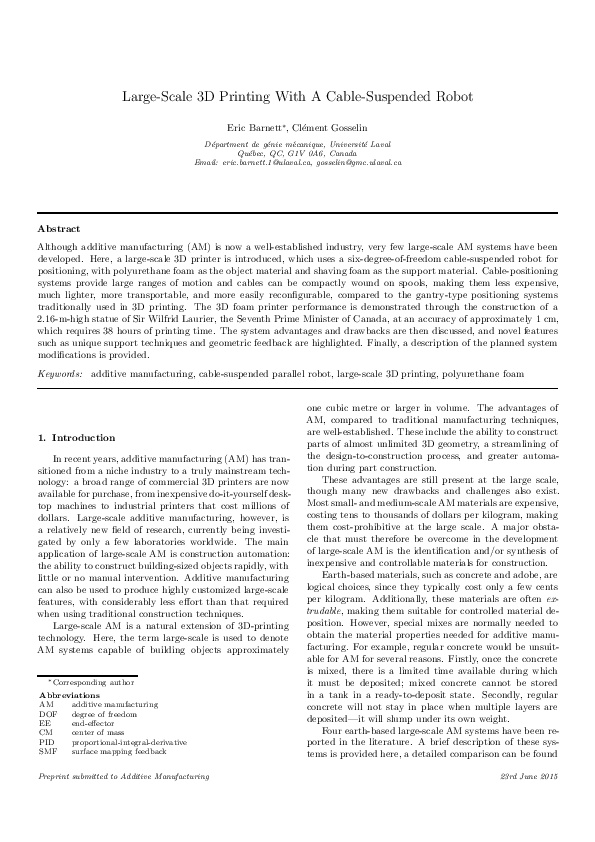 (PDF) Large-scale 3D printing with a cable-suspended robot